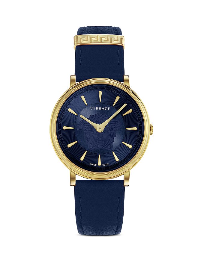 Versace V Circle Leather Strap Watch, 38mm | Bloomingdale's