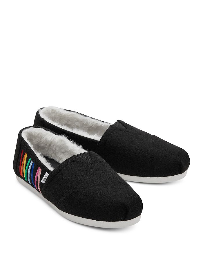 TOMS Women's Alpargata Rainbow Faux Shearling Flats | Bloomingdale's