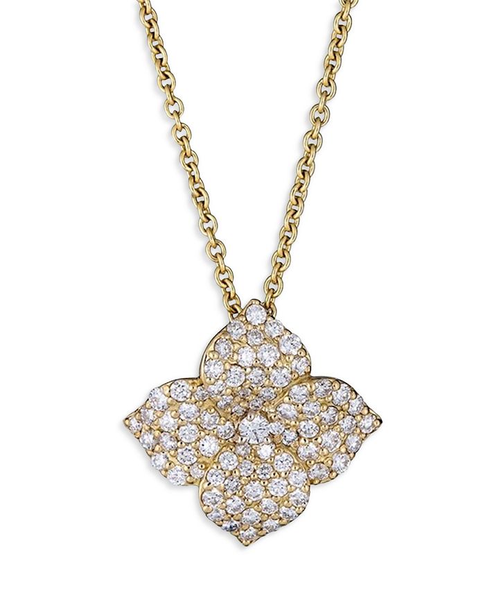 PIRANESI 18K Yellow Gold Diamond Small Flower Necklace, 18 ...
