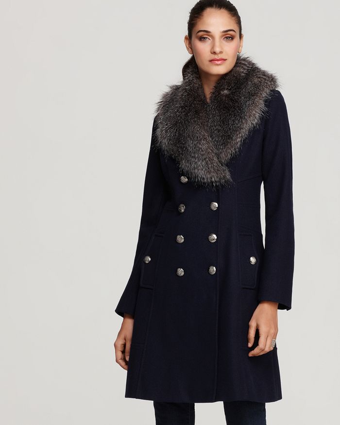 GUESS Jasmyn Faux Fur Collar Military Coat | Bloomingdale's