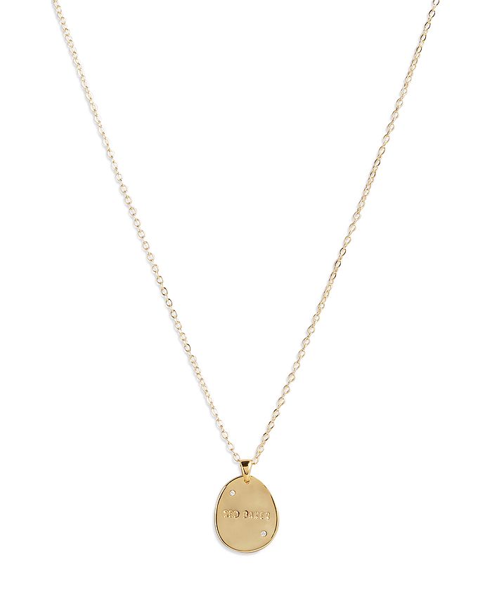 Ted Baker Pavé Logo Coin Pendant Necklace in Gold Tone, 16.5"-18.5 ...