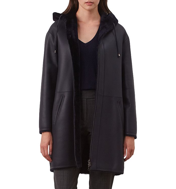 Gerard Darel Miranda Hooded Leather Coat | Bloomingdale's