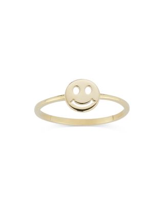 Moon & Meadow 14K Yellow Gold Smiley Face Ring | Bloomingdale's