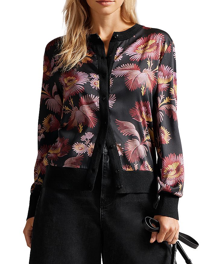 Ted Baker Raetini Printed Woven Front Cardigan | Bloomingdale's
