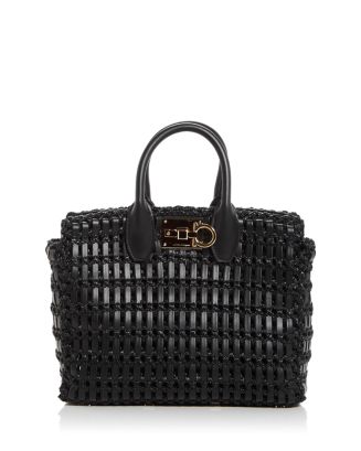 FERRAGAMO Salvatore The Studio Woven Leather Box Bag Satchel ...