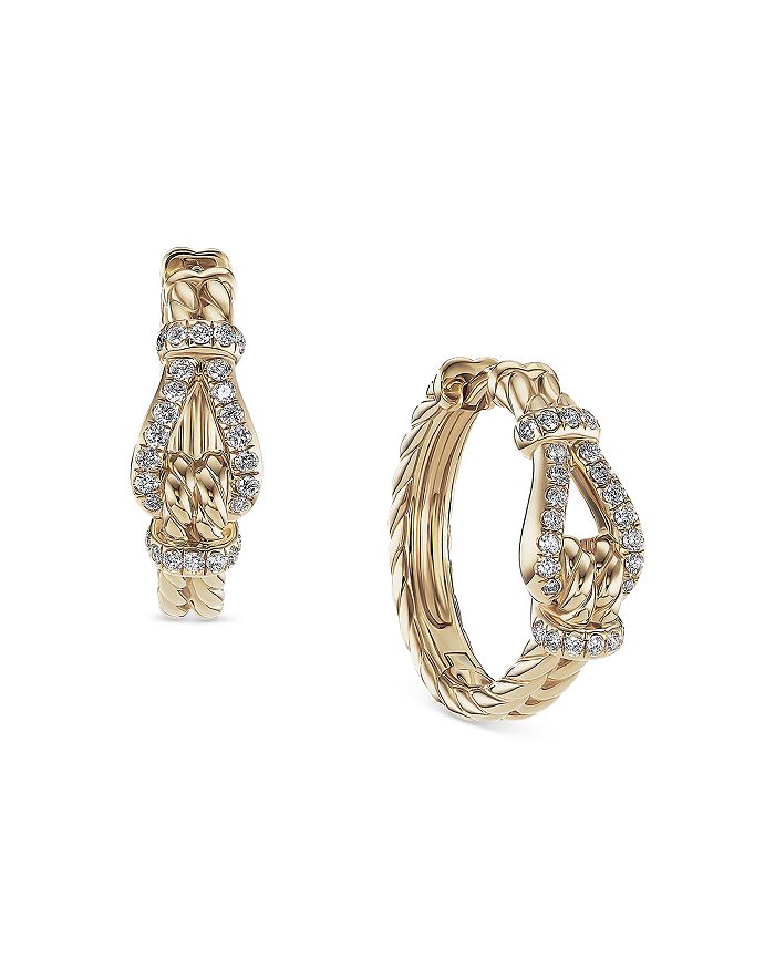 David Yurman Thoroughbred Loop Hoop Earrings in 18K Yellow Gold with ...