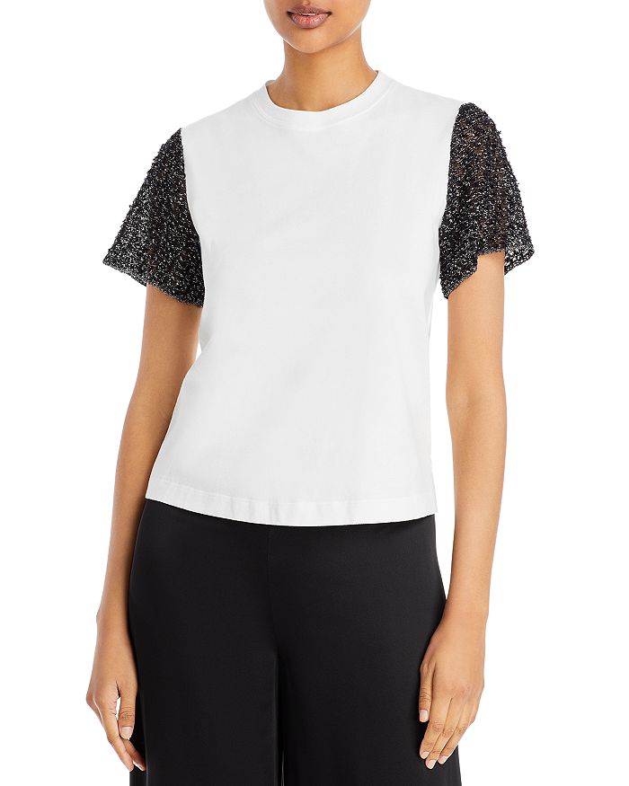 St. John Contrast Sleeve Top | Bloomingdale's