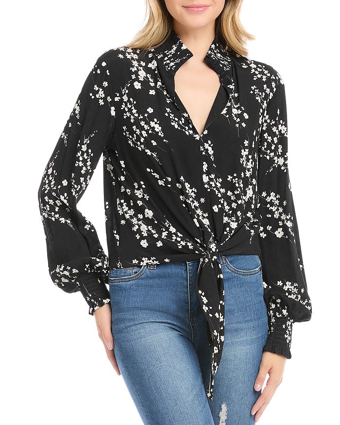 Karen Kane Printed Tie Front Top | Bloomingdale's