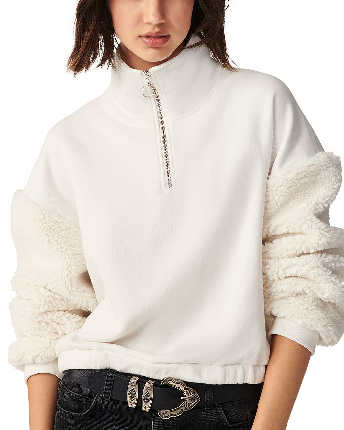 ba&sh Pacci Sherpa Sleeve Sweatshirt | Bloomingdale's
