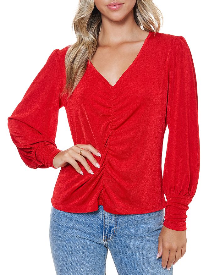 Single Thread Ruched V Neck Top | Bloomingdale's
