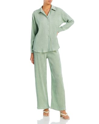 FORE Plissé Button Down Shirt & Pull On Plissé Pants | Bloomingdale's