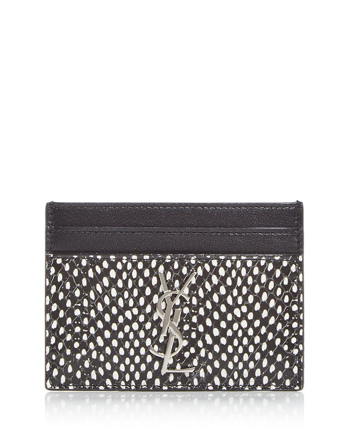 Saint Laurent Monogram Croc Embossed Leather Card Case | Bloomingdale's