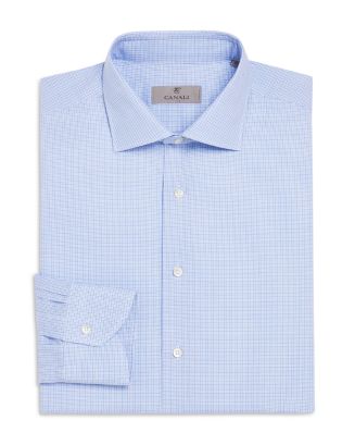 Canali Blue Micro Check Modern Fit Dress Shirt | Bloomingdale's