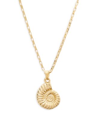 AQUA Spiral Shell Pendant Necklace in 14K Gold Plated, 15" - 100% ...