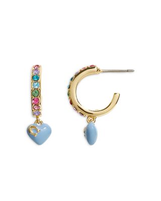 Enamel Heart Huggie Hoop Earrings