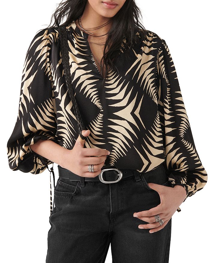ba&sh Nemona Graphic Print Blouse | Bloomingdale's