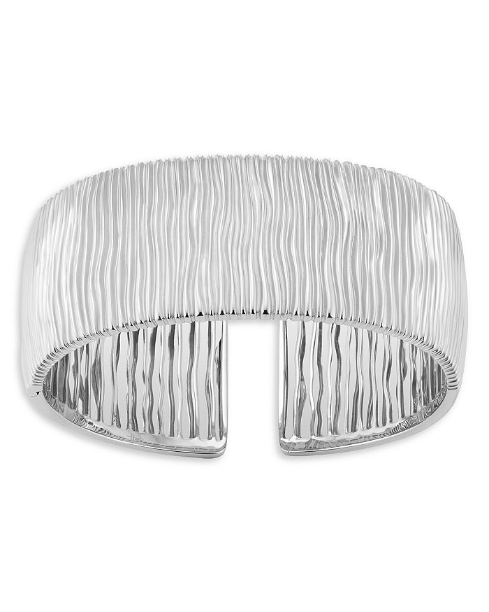HUEB 18K White Gold Bahia Wide Textured Cuff Bracelet | Bloomingdale's