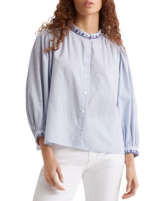 Gerard Darel Charlene Cotton Embroidery Blouse | Bloomingdale's