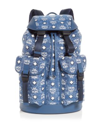 MCM Brandenburg Denim Jacquard Logo Medium Backpack | Bloomingdale's
