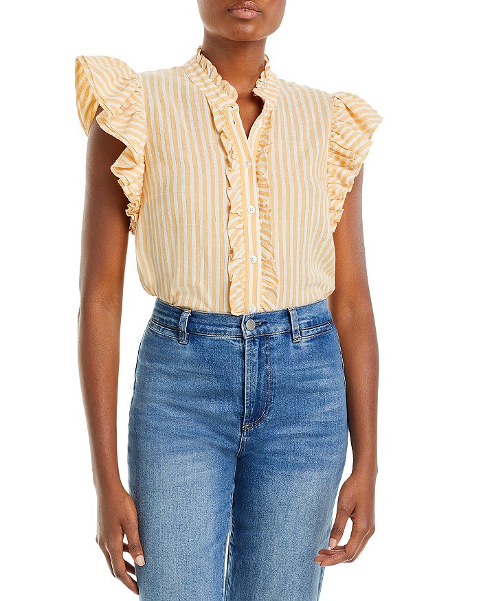 Veronica Beard Tenille Striped Ruffled Shirt | Bloomingdale's