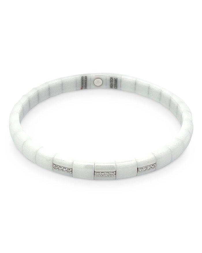 Roberto Demeglio 18K White Gold Pura White Ceramic Bracelet with 3 ...