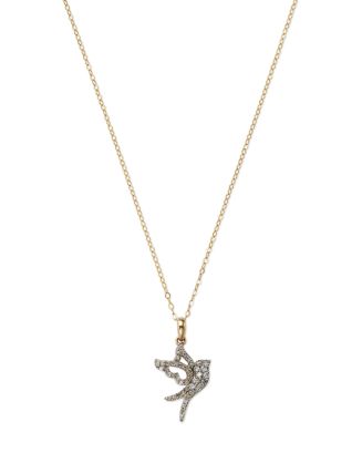 Bloomingdale's Fine Collection Diamond Hummingbird Pendant Necklace 14K ...
