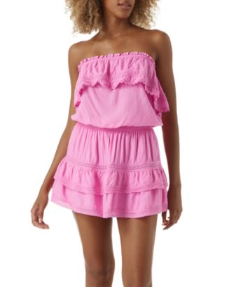 Melissa Odabash Salma Strapless Crochet Trim Mini Dress | Bloomingdale's