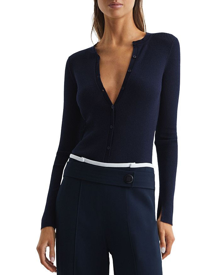 REISS Arabella Ribbed Cardigan | Bloomingdale's