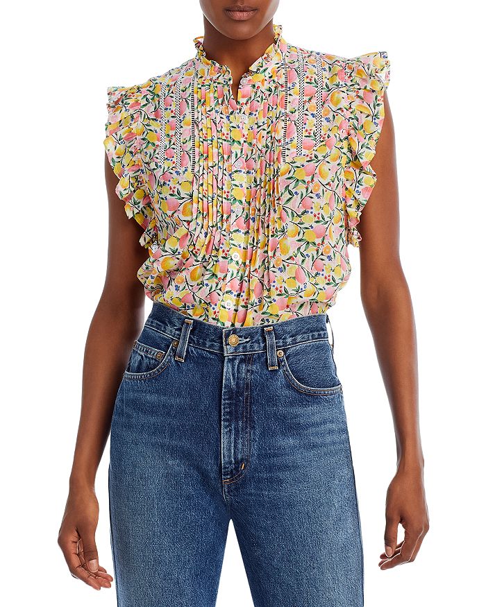 AQUA Cotton Ruffled Pintucked Shirt - 100% Exclusive | Bloomingdale's