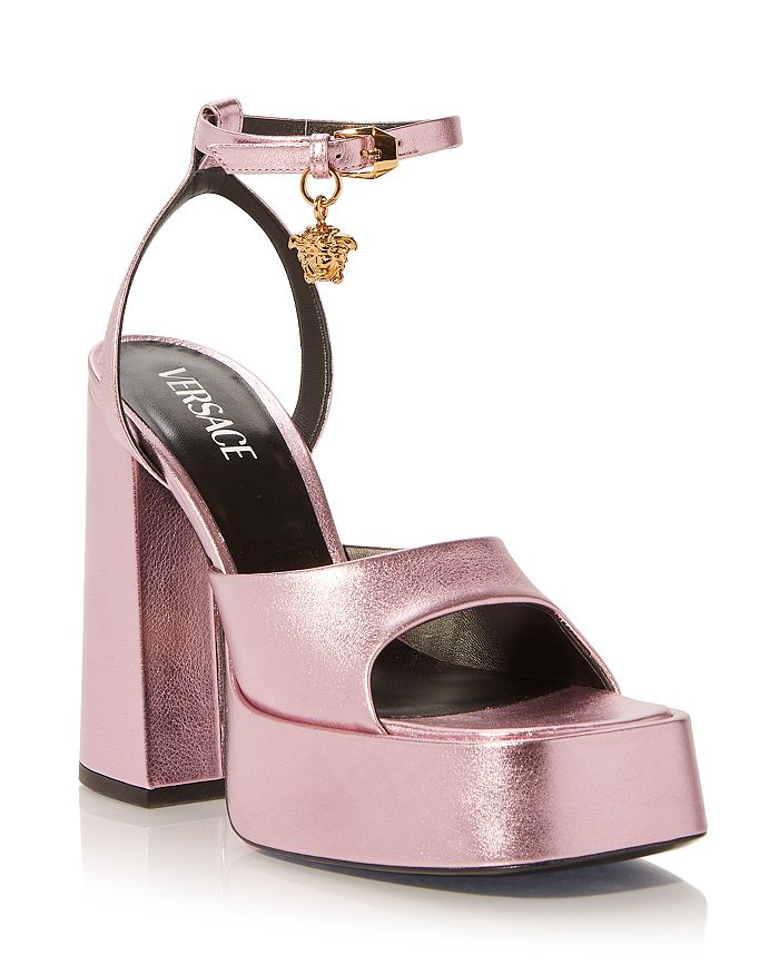 Versace Women's Logo Charm High Heel Platform Sandals | Bloomingdale's
