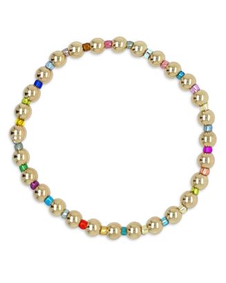 Alexa Leigh Funfetti Multicolor Beaded Stretch Bracelet in 14K Gold ...