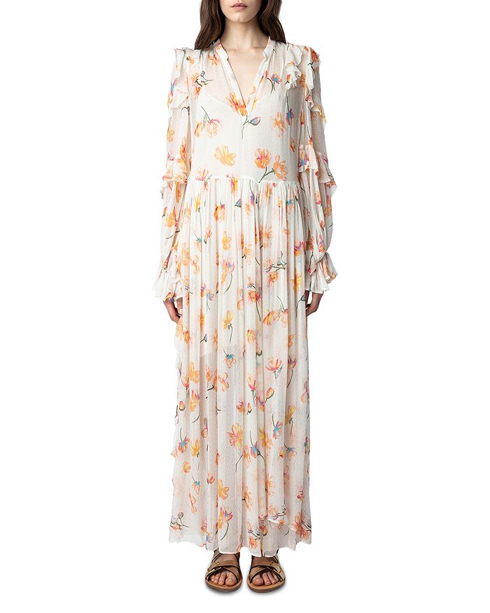 Zadig & Voltaire Riciny Mousseline Ruffled Floral Maxi Dress ...