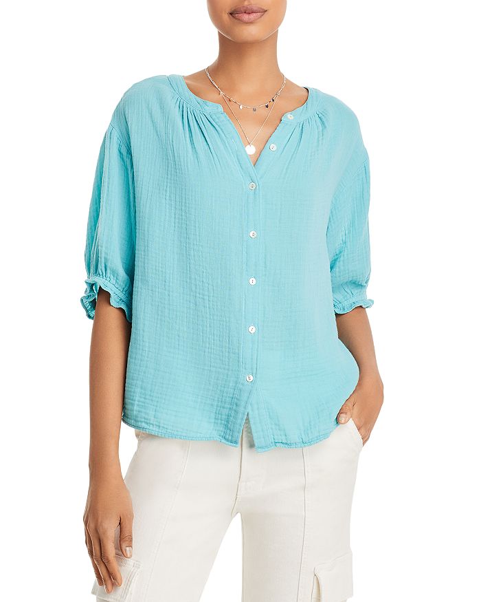 Velvet by Graham & Spencer Karla Button Front Cotton Top | Bloomingdale's