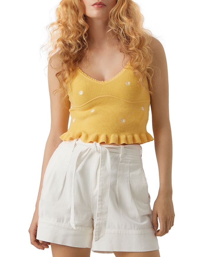 Vero Moda Indira Sleeveless Embroidered Cropped Knit Top | Bloomingdale's