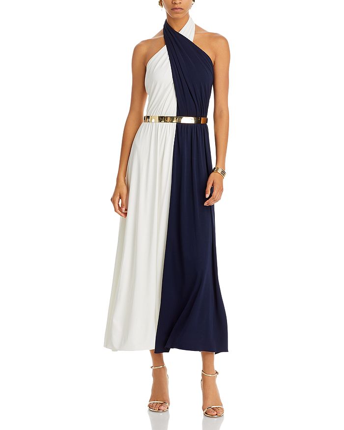 HALSTON Sondra Belted Midi Dress | Bloomingdale's