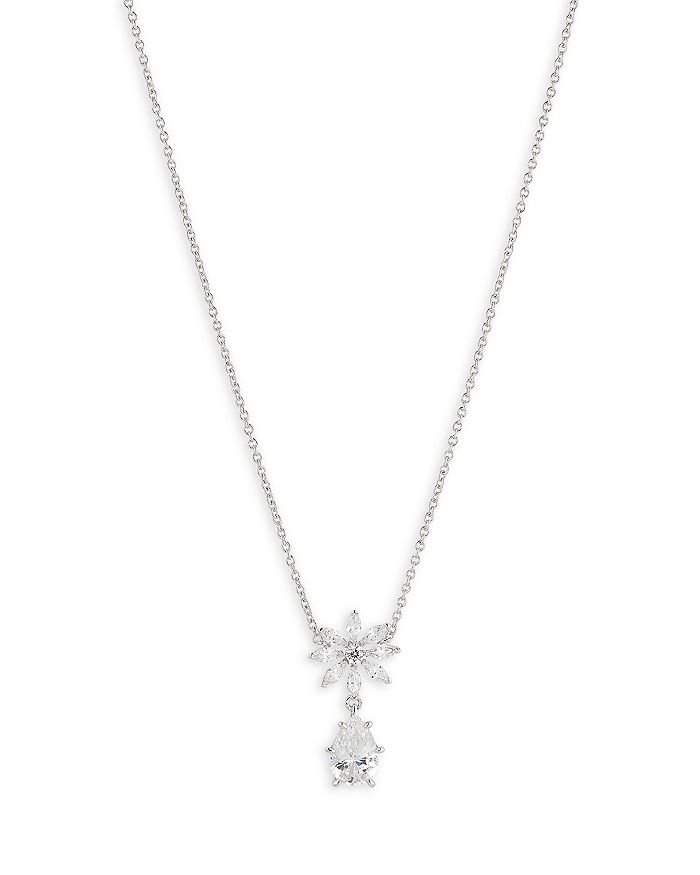 Nadri Wildflower Cubic Zirconia Daisy Pendant Necklace in Rhodium ...