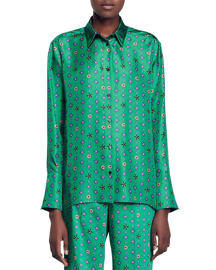 Sandro Safranie Silk Printed Shirt | Bloomingdale's