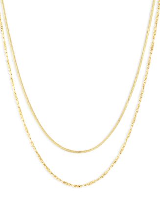 AQUA Mixed Chain Layered Collar Necklace in 14K Gold Plated, 16"-18 ...