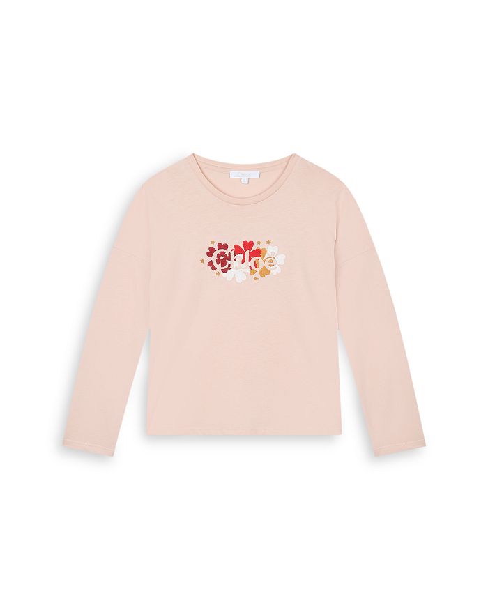 Chloé Girls' Embroidered Floral Logo Tee - Big Kid | Bloomingdale's