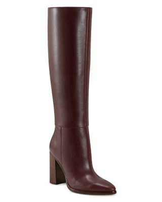 Marc Fisher Ltd Womens Lannie Tall Block Heel Boots - Deep Wine Leather