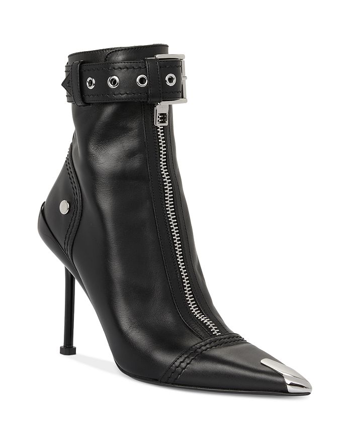 Alexander McQUEEN Women's Pointed Toe Buckled Cuff High Heel Boots ...