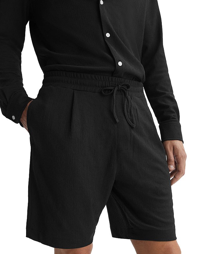 REISS Riad Textured Regular Fit Pleated Drawstring Shorts | Bloomingdale's