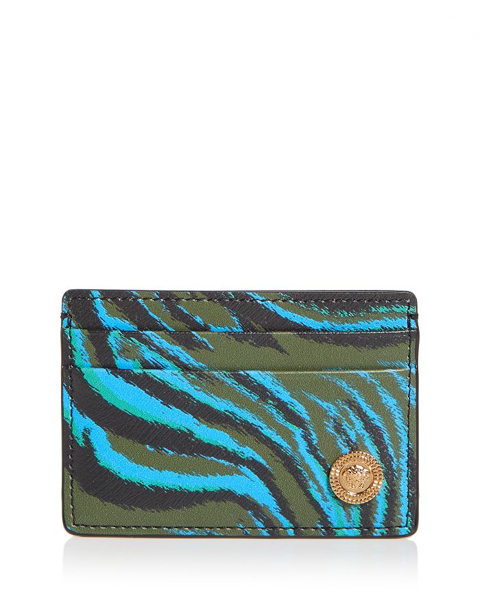 Versace Tiger Stripe Leather Card Case | Bloomingdale's
