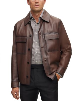BOSS BOSS Mando Leather Shirt Jacket | Bloomingdale's