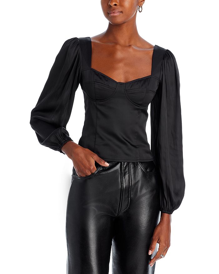 AQUA Satin Corset Top - 100% Exclusive | Bloomingdale's