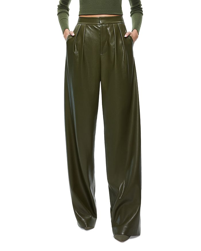 Alice and Olivia Alice+Olivia Pompey Pleated Faux Leather Pants ...