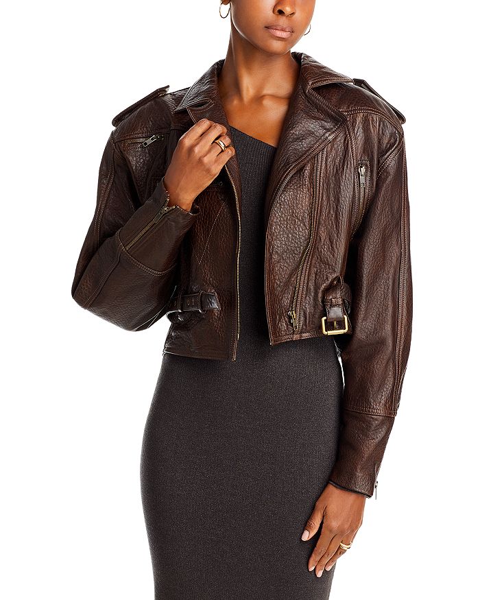 FRAME Strong Shoulder Leather Jacket | Bloomingdale's