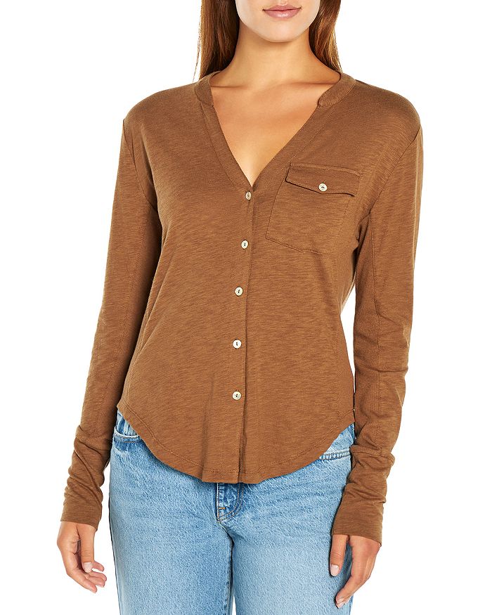 Three Dots Button Front Panel Shirt | Bloomingdale's
