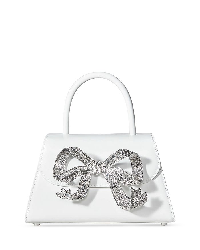 Self-Portrait Mini Diamante Bow Leather Handbag | Bloomingdale's