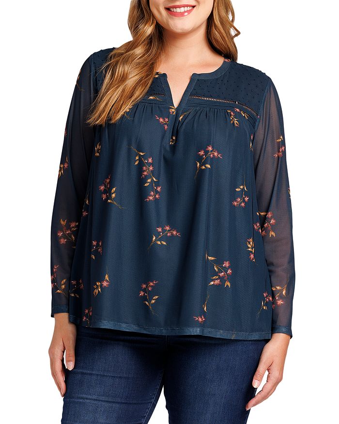 Daniel Rainn Plus Split Neck Top | Bloomingdale's